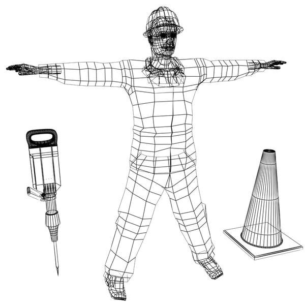 3d model worker modelled