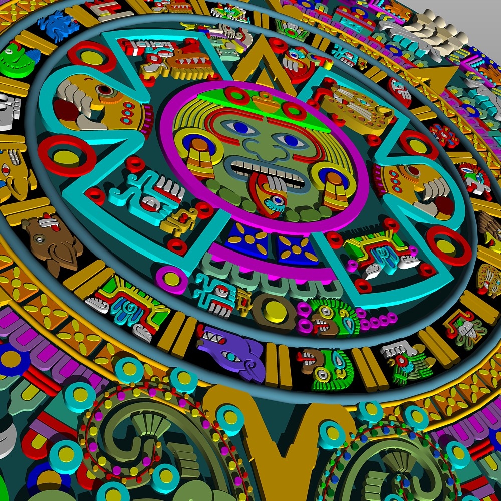 aztec calender sunstone 3d dwg