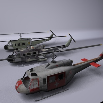 3d model of uh-1 huey