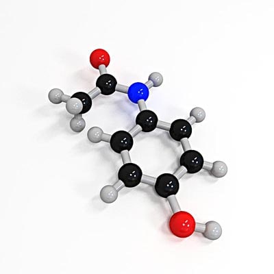 3d acetaminophen molecule structure model