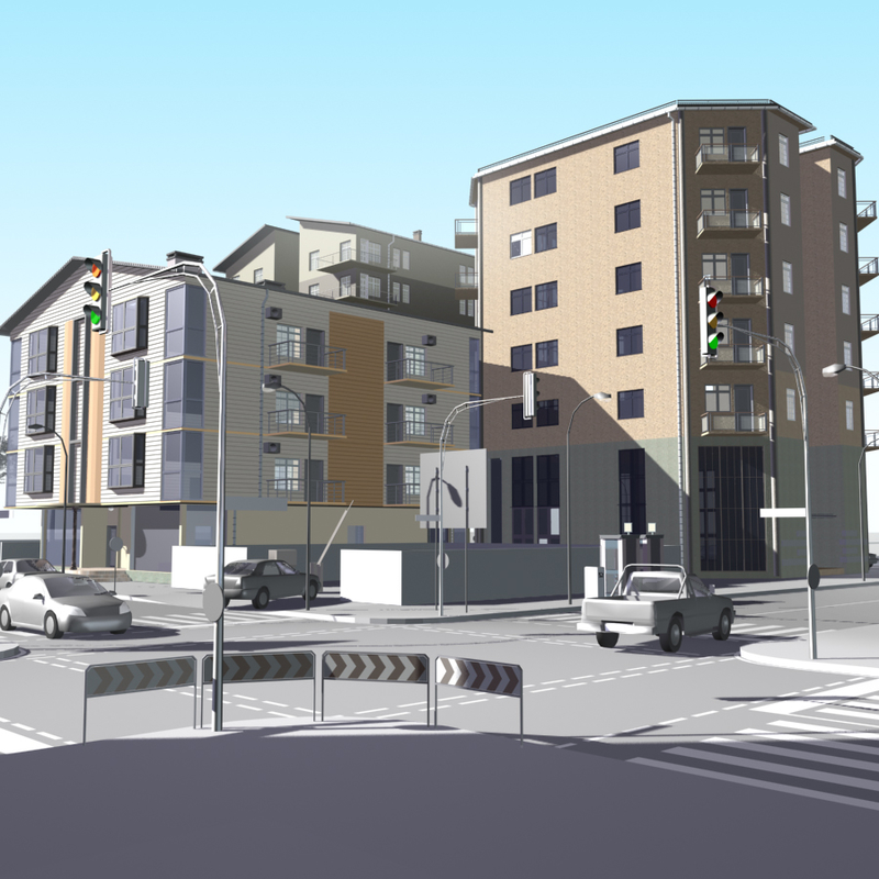 3d urban block model