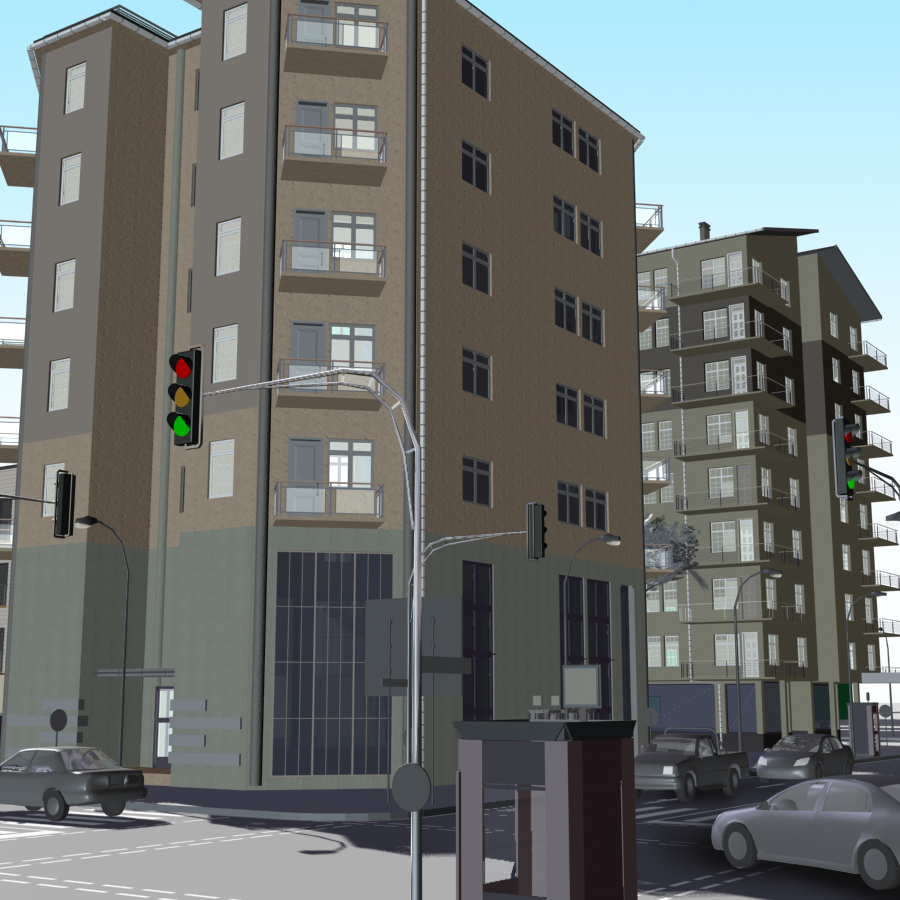 3d urban block model