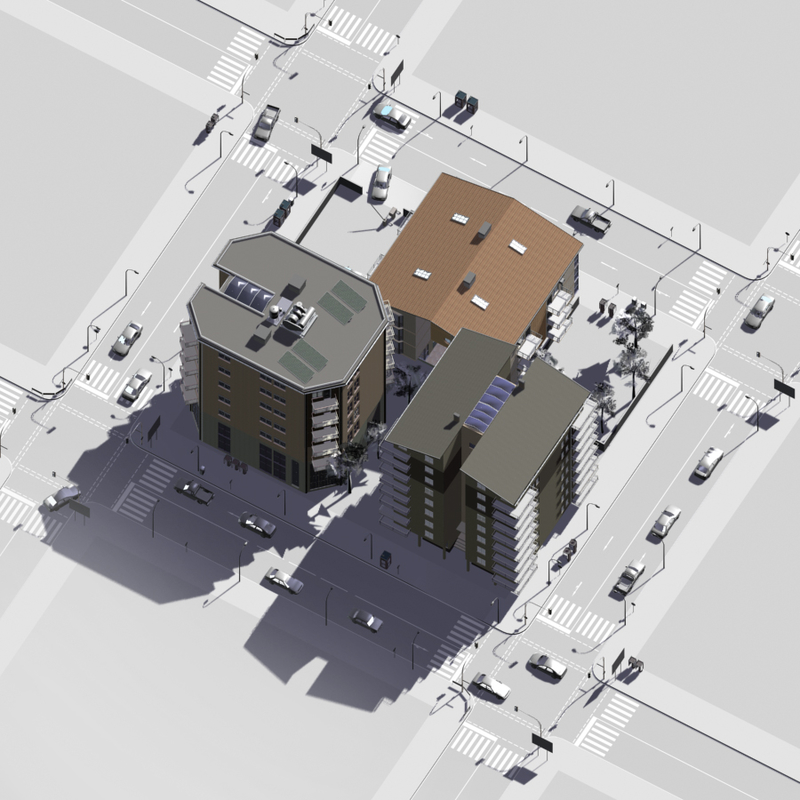 3d urban block model