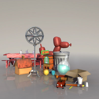 3d yard cartoon props model