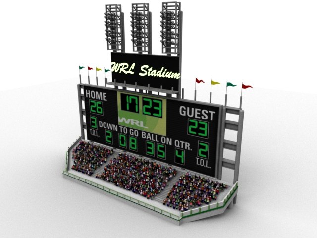 large fully customizable scoreboard 3d model