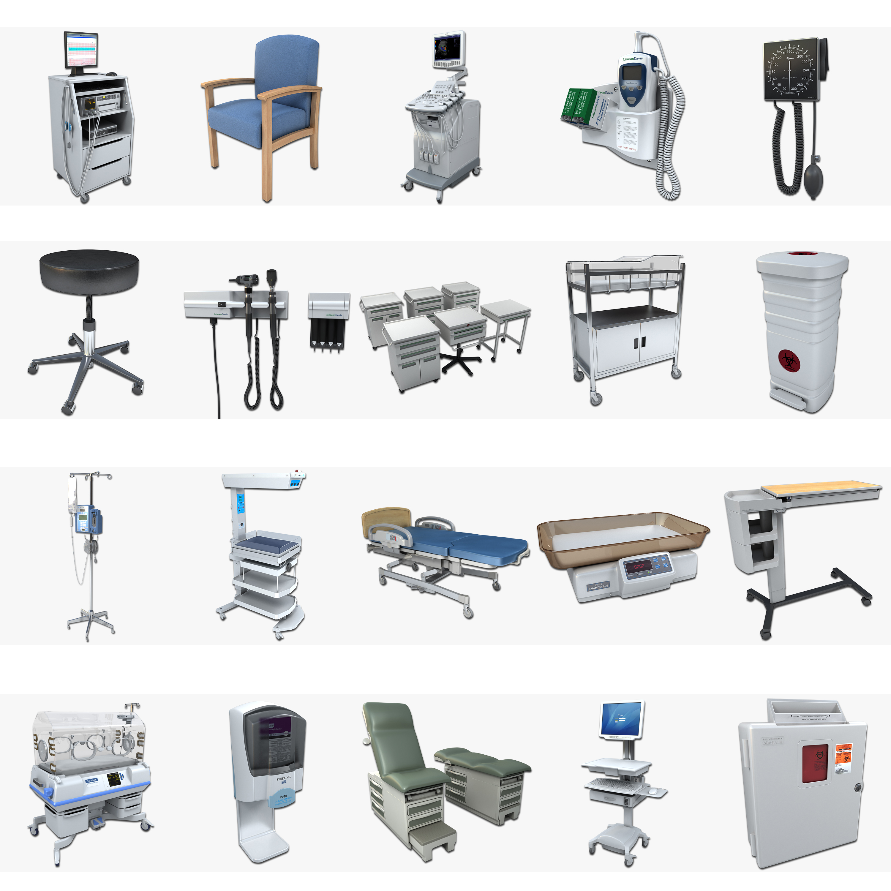 medical hospital bed 3d model