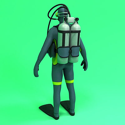 scuba diver 3d model