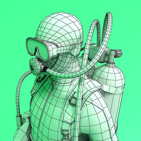 scuba diver 3d model