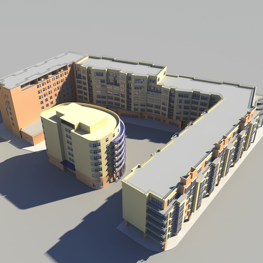 3d model modern multifunctional complex building