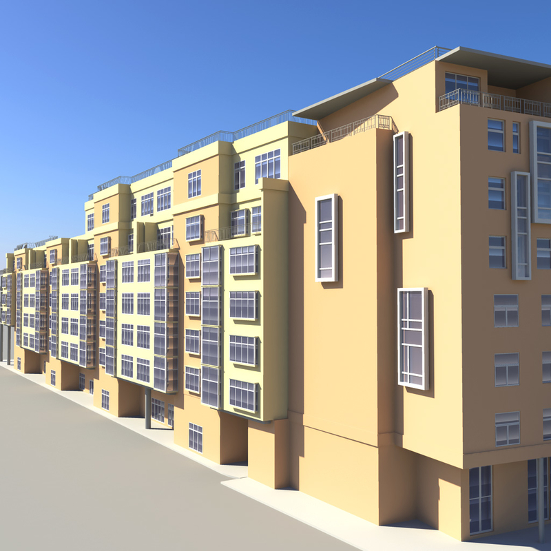 3d model modern multifunctional complex building