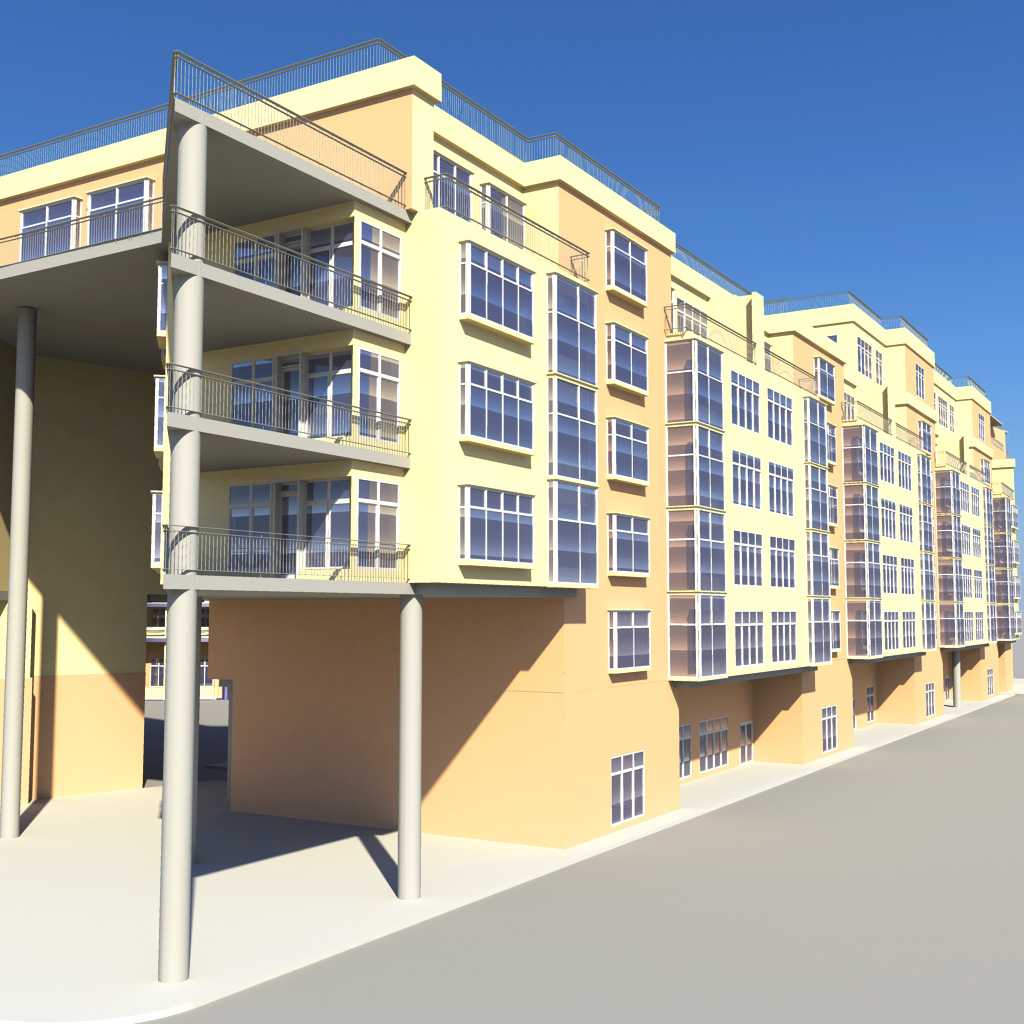 3d model modern multifunctional complex building