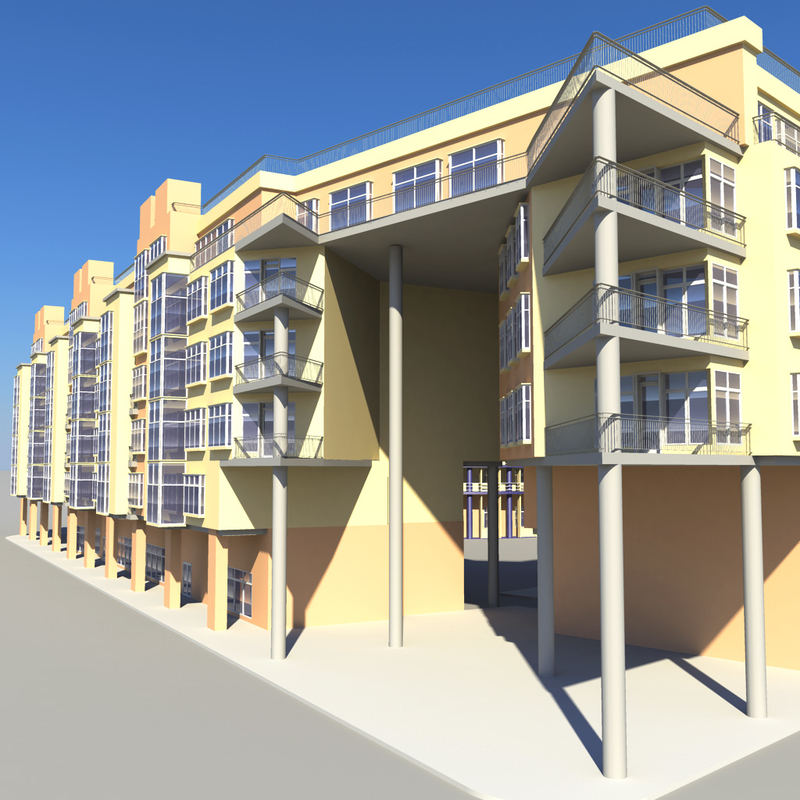 3d model modern multifunctional complex building