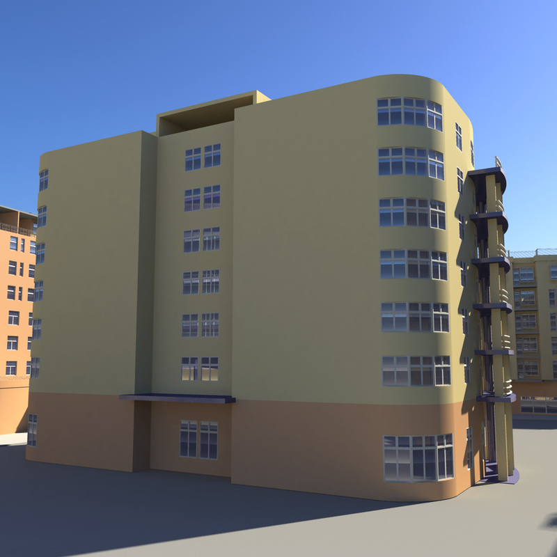 3d model modern multifunctional complex building