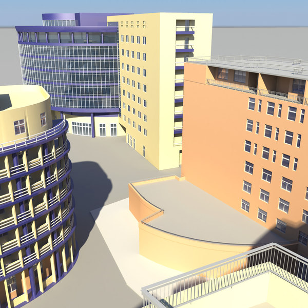 3d model modern multifunctional complex building