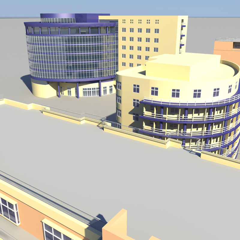 3d model modern multifunctional complex building