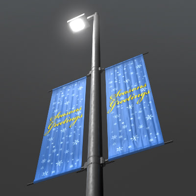 street light banners 3d obj