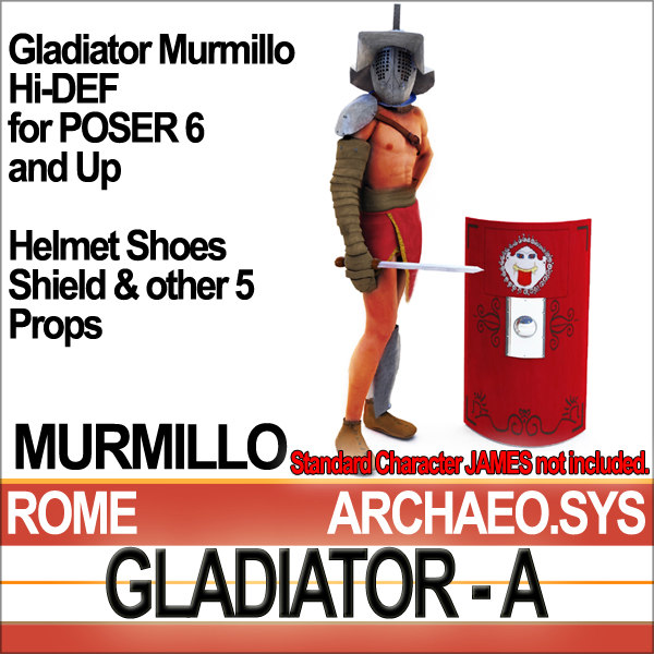 roman gladiator murmillo set 3d model
