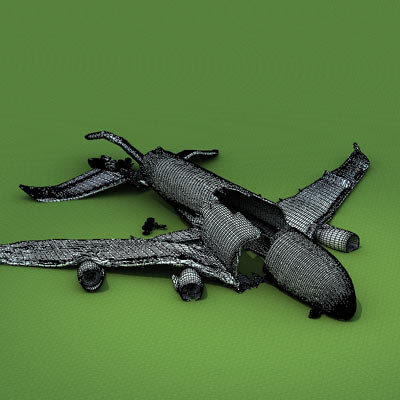 crashed plane 3d model