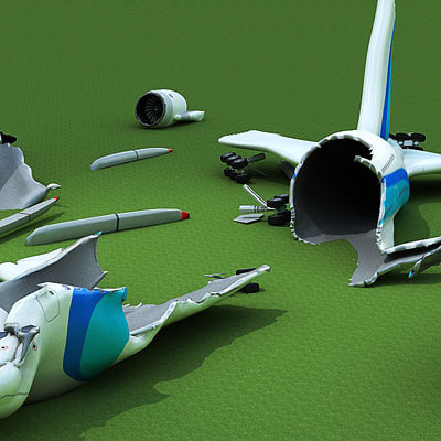 crashed plane 3d model