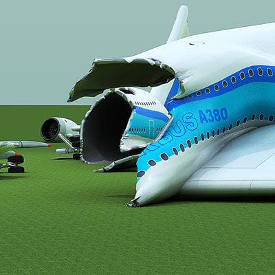 crashed plane 3d model