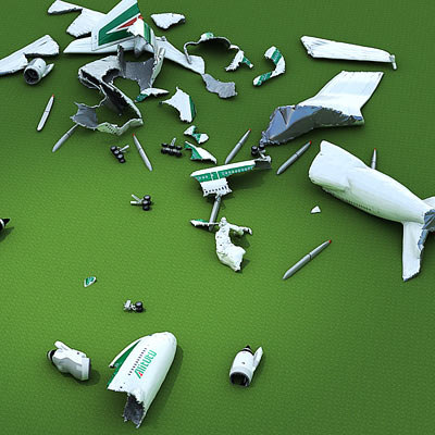 3d model crashed plane