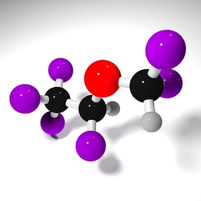 desflurane molecule structure 3d model