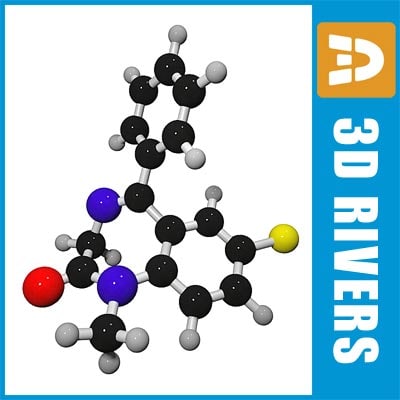 3ds max diazepam molecule structure