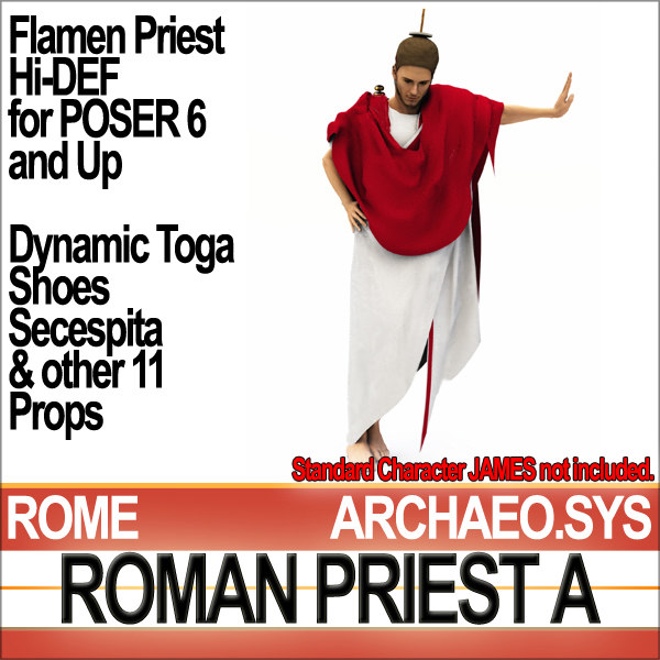 3d roman priest flamen set model