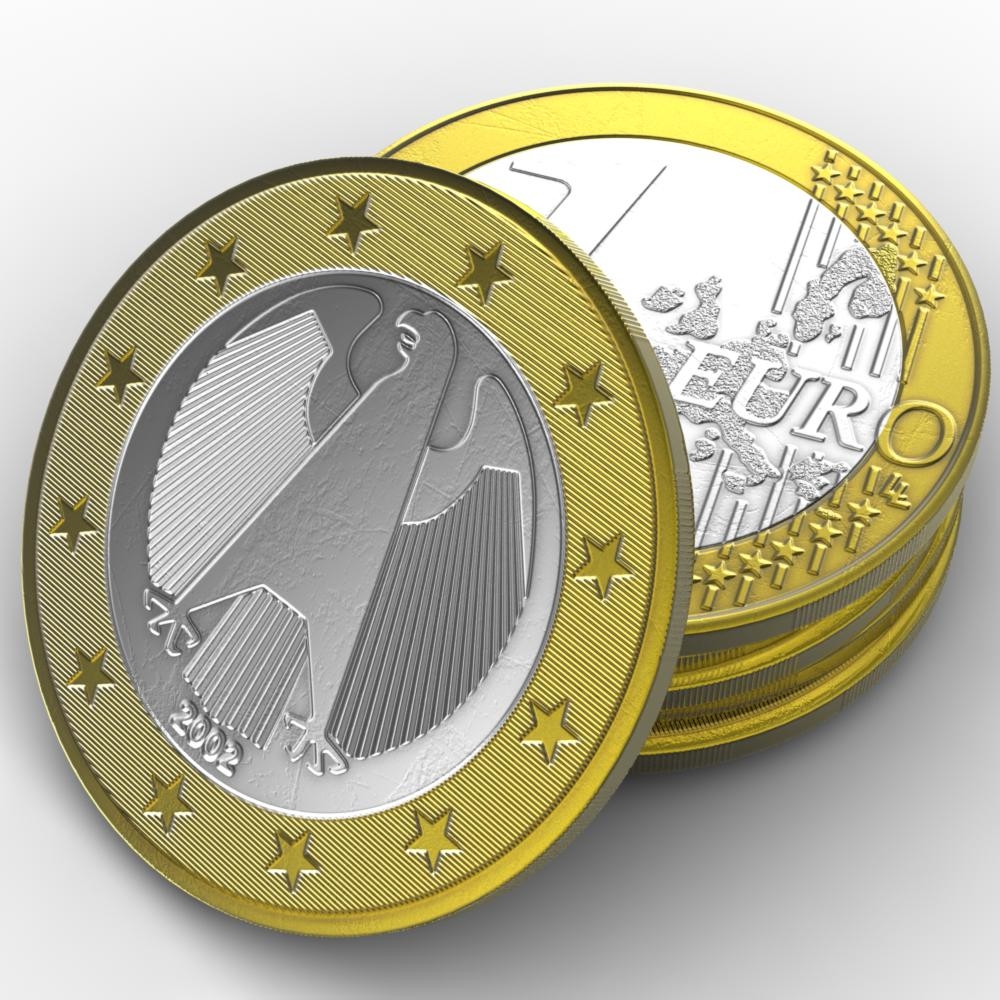 coin 1 euro 3d model