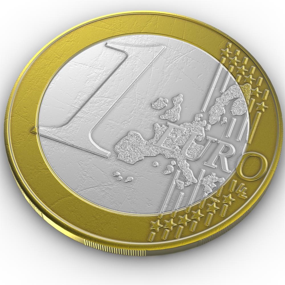 coin 1 euro 3d model