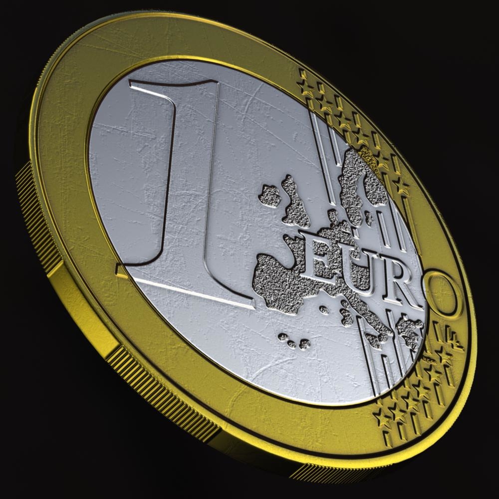 coin 1 euro 3d model