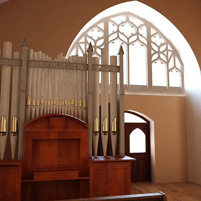 protestant church interior 3d obj