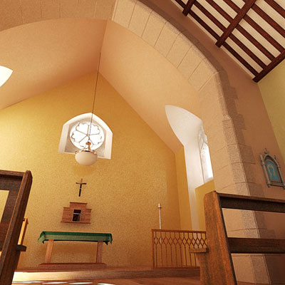 protestant church interior 3d obj