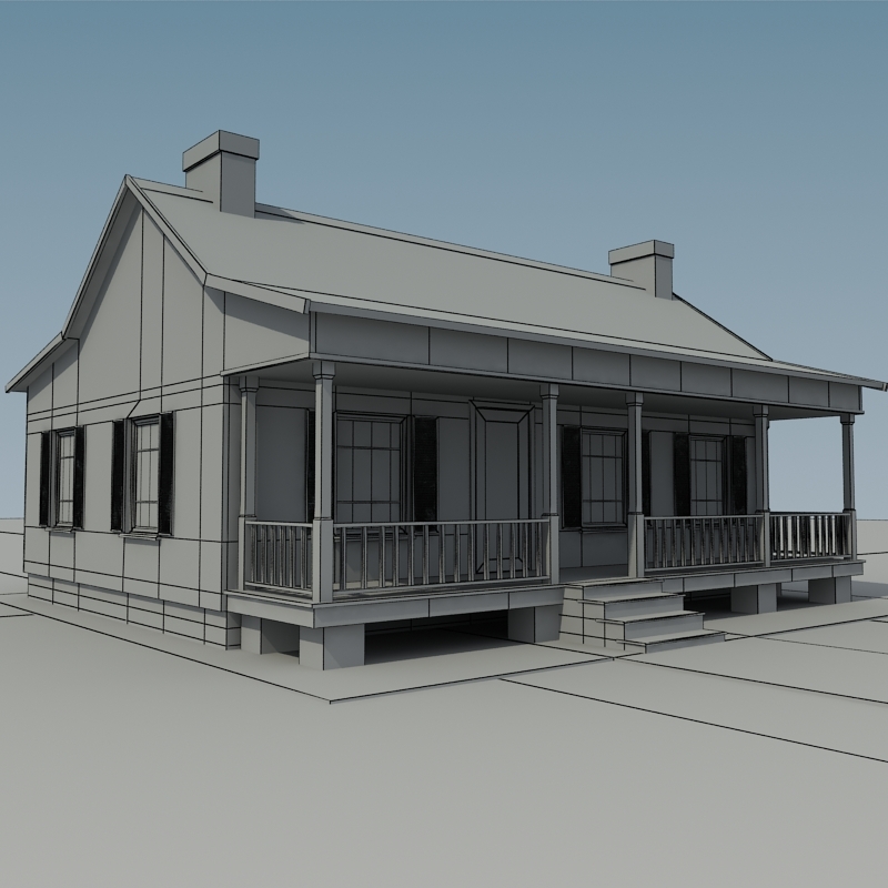 3d model small town house building