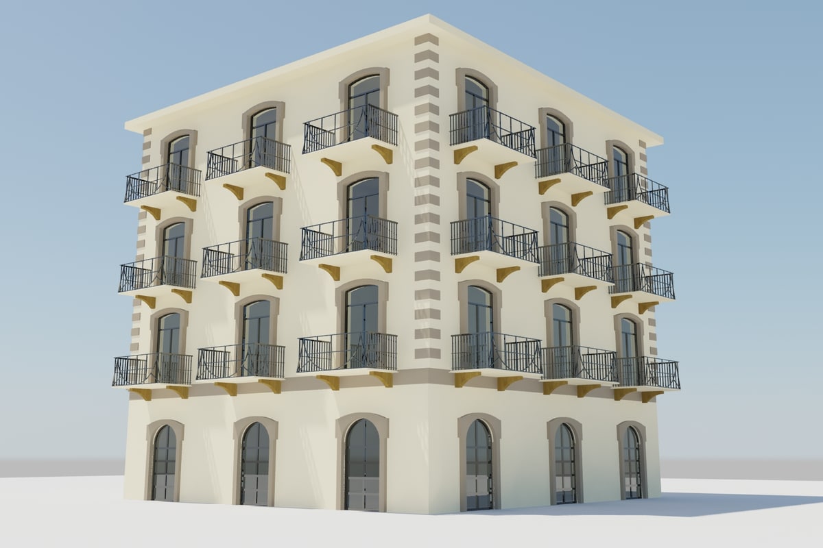 3d rustic spanish building model