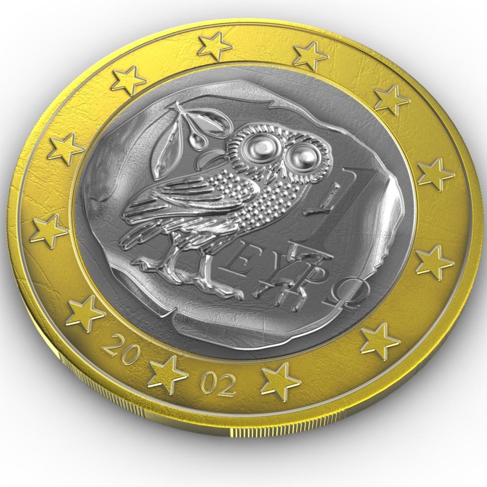 3d coin 1 euro model