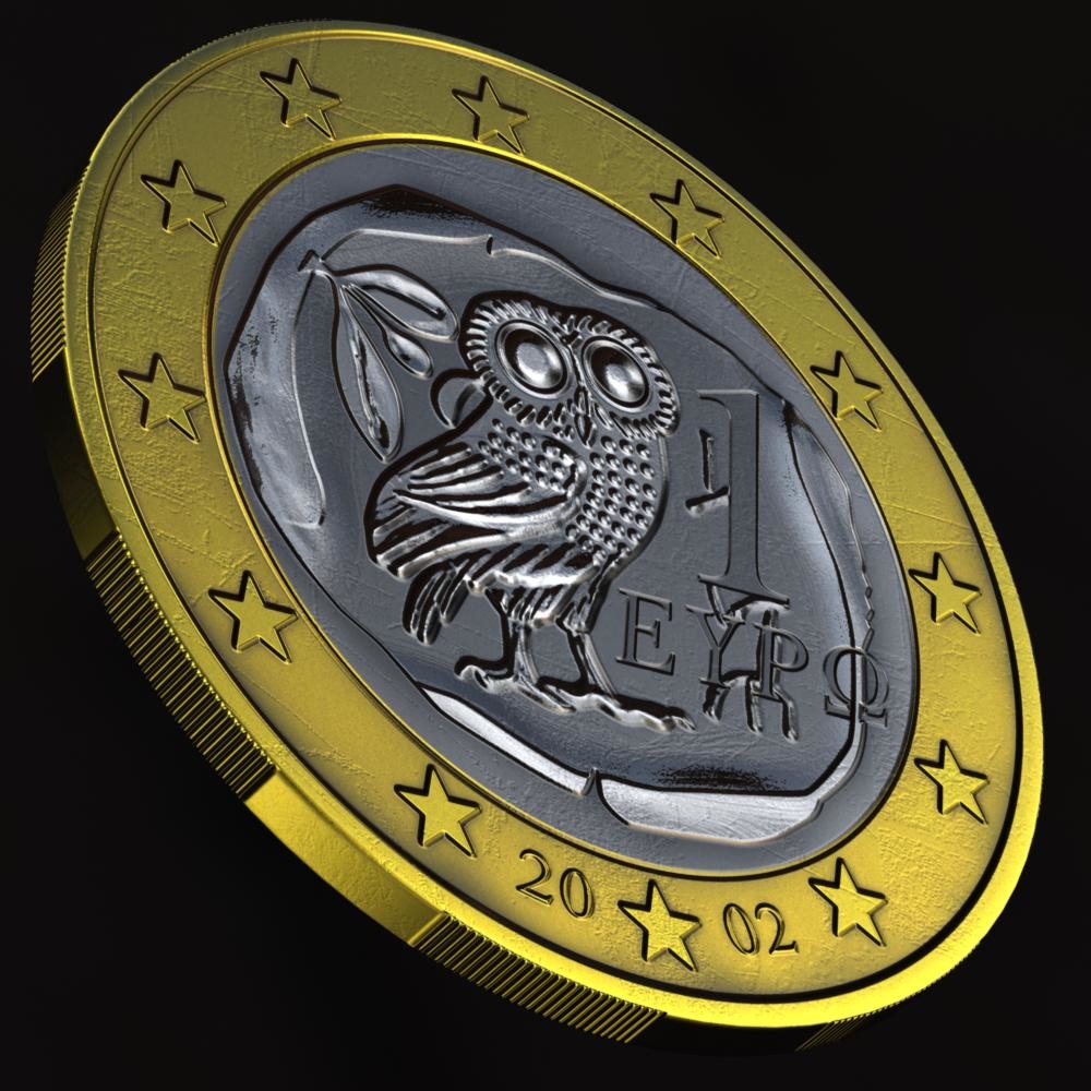 3d coin 1 euro model