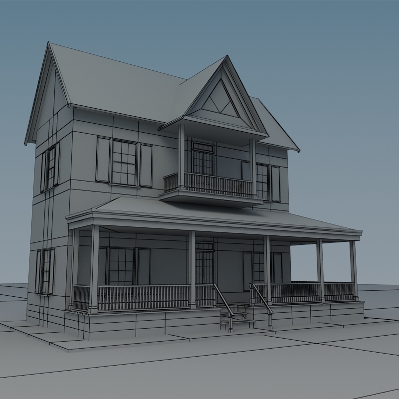 small town house building 3d model