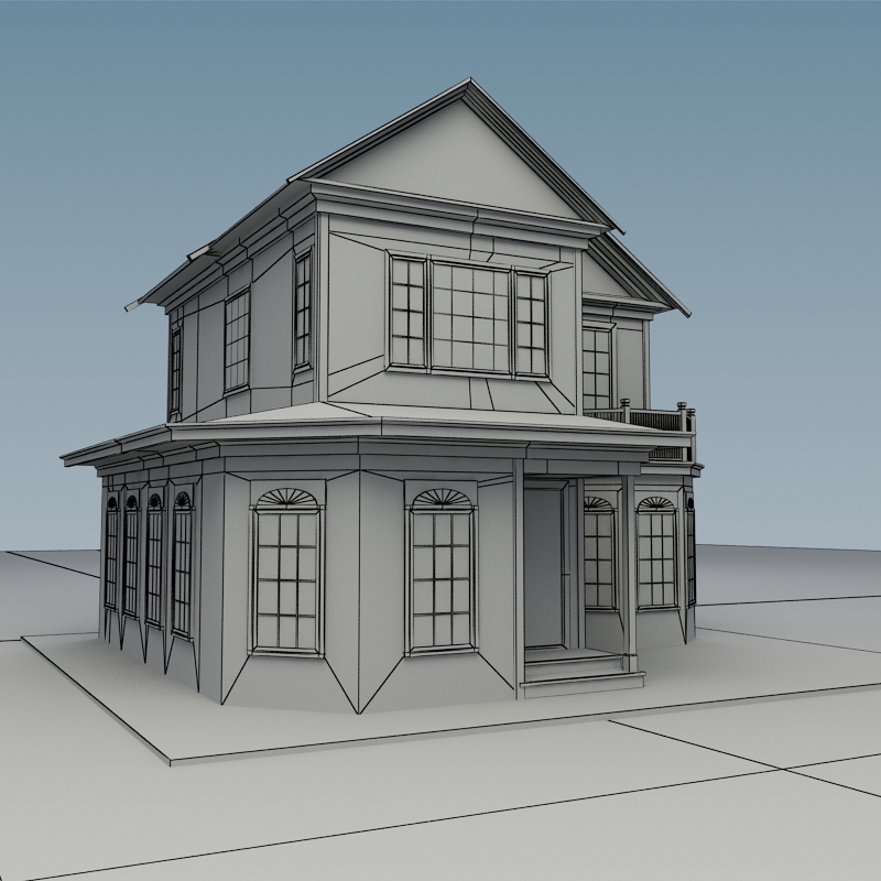 3d small town house building