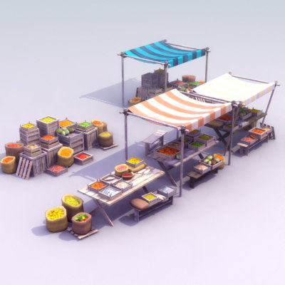 market stall 3d model
