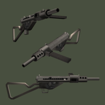 3d model of sten submachine gun ii