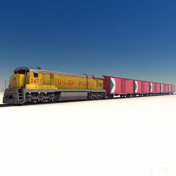 realistic train goods wagons 3d model