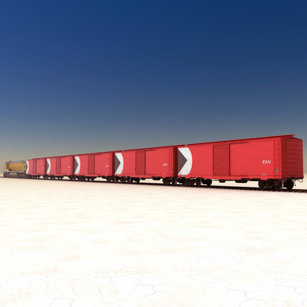 realistic train goods wagons 3d model