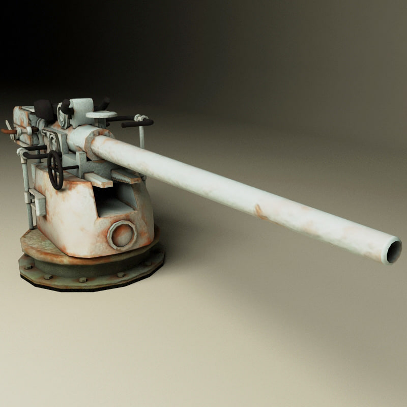 88mm deck gun 3d model