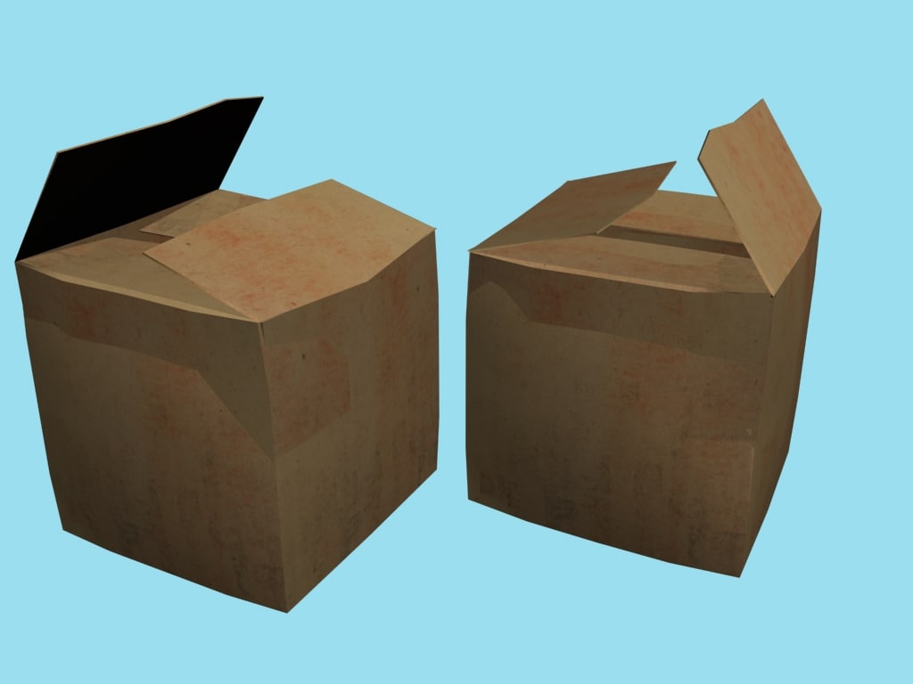 x cardboard box 3d max