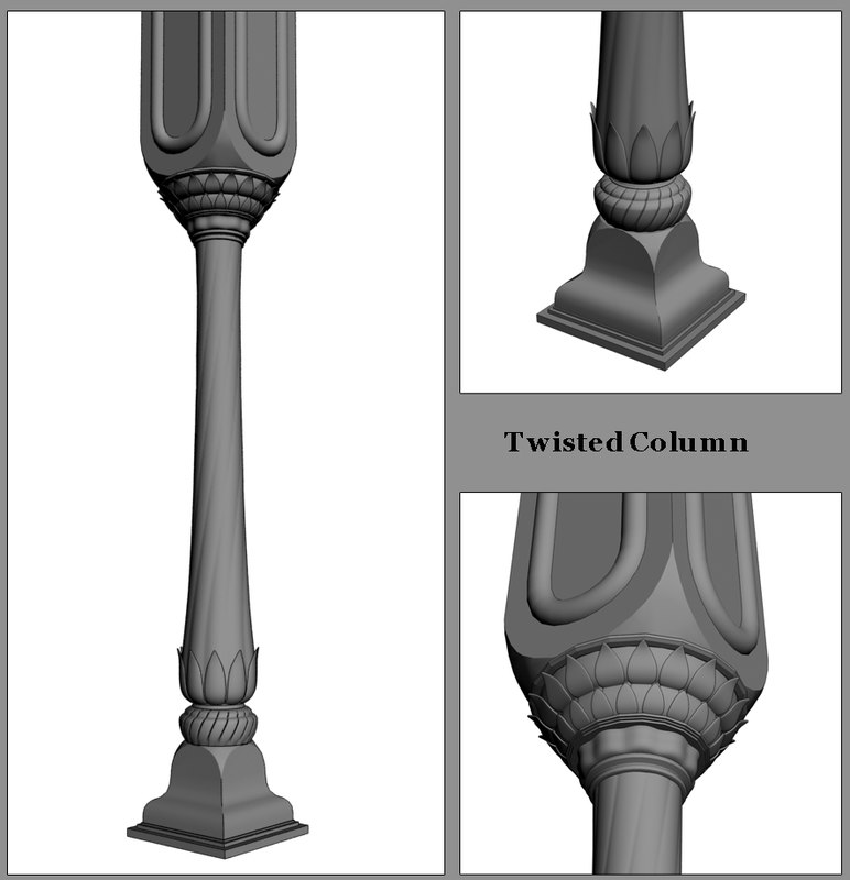 3d model decorative column twisted