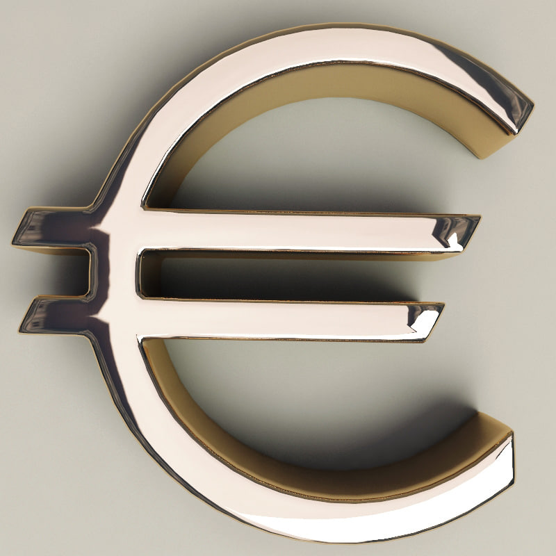 3d model of symbol euro