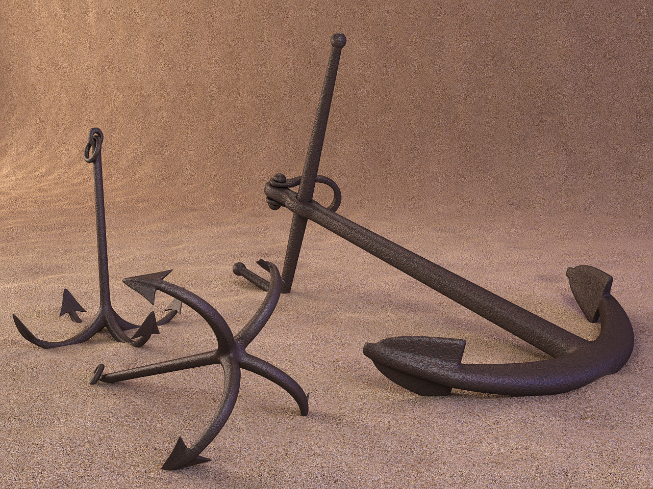 3d model of old anchor