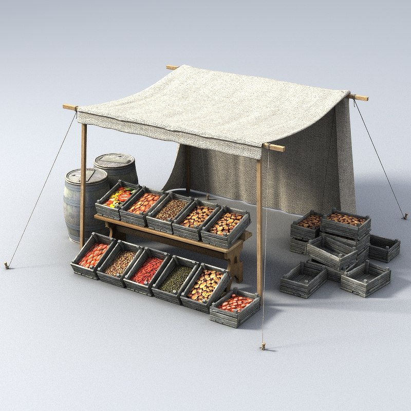 medieval fantasy marketplace stall 3ds