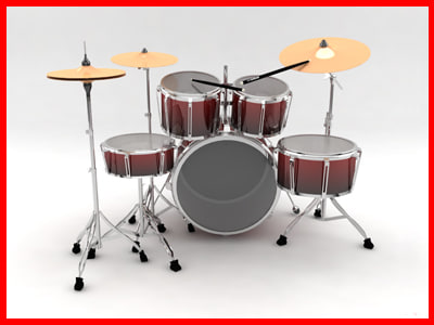 drum set 3d obj